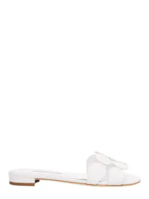 MANOLO BLAHNIK Manolo Blahnik Circle-Cut Leather Flat Slides