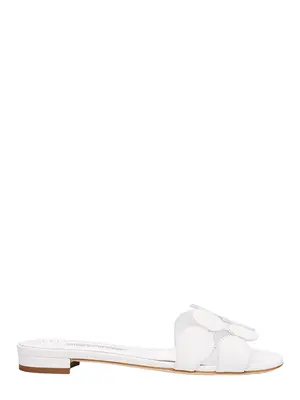 MANOLO BLAHNIK Manolo Blahnik Circle-Cut Leather Flat Slides