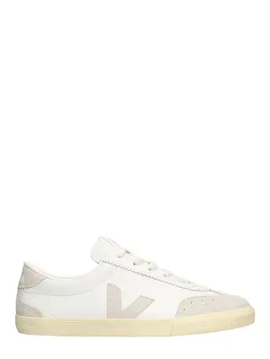 VEJA Volley Logo-Embroidered Leather Low-Top Trainers White/oth