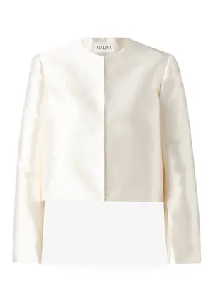 MALINA Ruthie Round-neck Satin Blouse - Ivory