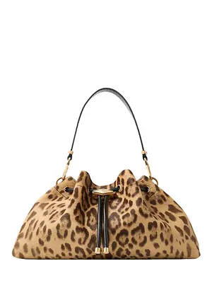 JIMMY CHOO Cinch Leopard-print Shoulder Bag - Natural/gold