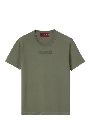 Gucci Embroidered Cotton Jersey T-shirt - Green