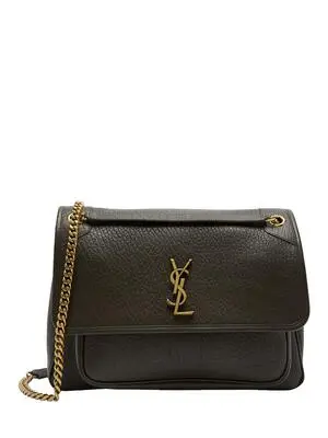 Saint Laurent Niki Large Leather Shoulder Bag - Khaki
