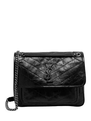 Saint Laurent Niki Medium Leather Shoulder Bag - Black