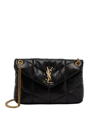 Saint Laurent Lou Puffer Small Leather Shoulder Bag - Black