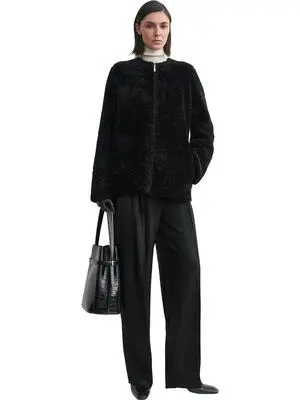 TOTEME Zipped Teddy Shearling Jacket - Black