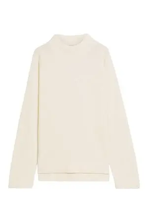 Brunello Cucinelli Bead-embellished Ribbed Cashmere Mockneck Sweater - Ivory