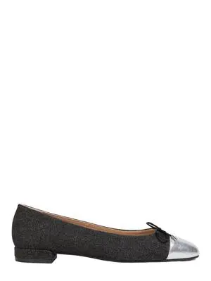 STUART WEITZMAN Metallic Leather-trimmed Denim Ballet Flats - Black