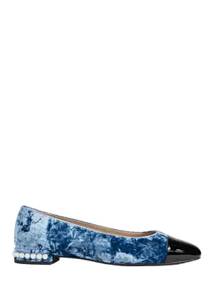 STUART WEITZMAN Pearl-embellished Crushed Velvet Ballet Flats - Indigo
