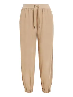 Brunello Cucinelli Bead-embellished Cotton-gauze Track Pants - Sand