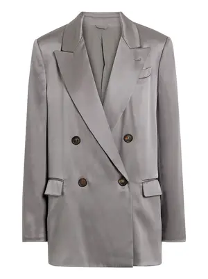 BRUNELLO CUCINELLI Brunello Cucinelli Double-Breasted Silk-Satin Blazer