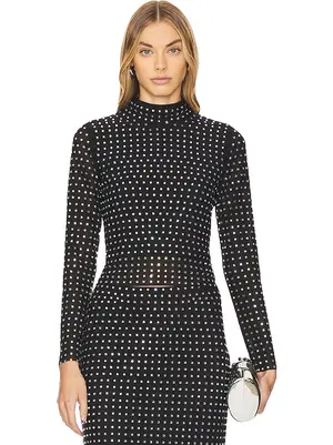 Steve Madden Melvina Embellished Top - Black Onyx