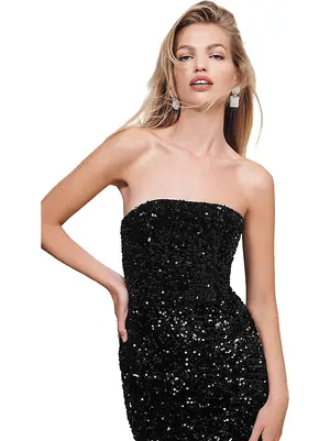 HELSI Leslie Sequin Strapless Gown - Black