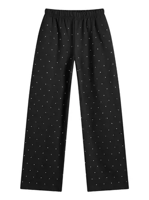 Good American Crystal Wide Leg Sweatpants - Black