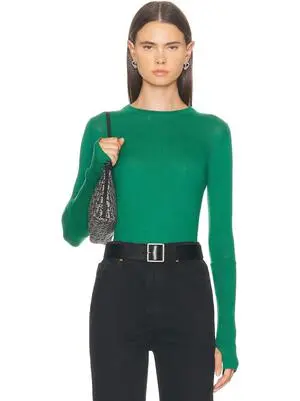 Enza Costa Fine Cashmere Knitted Crewneck Sweater - Emerald
