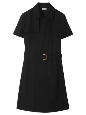 Burberry Belted Wool Minidress - Black