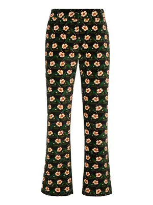 La DoubleJ Floral-print Cropped Trousers - Black