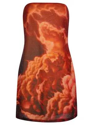 Alexander Wang Crystal-embellished Cloud-print Mini Dress - Red