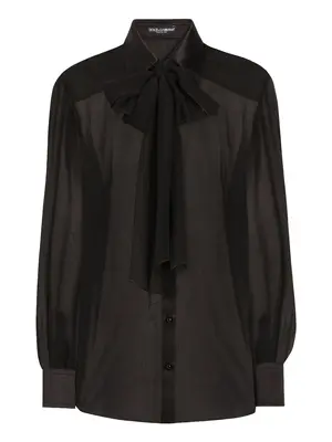 DOLCE & GABBANA Dolce & Gabbana Pussy-Bow Silk Chiffon Shirt