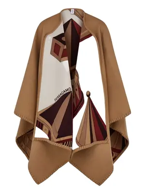 FERRAGAMO Nadir-print Reversible Cape - Red
