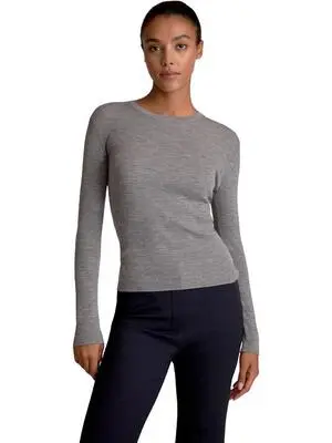 M.M.LAFLEUR Beck Ribbed Merino Wool Sweater Gray Melange
