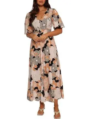 PETAL & PUP Tiarni Floral Maxi Dress - Black Floral