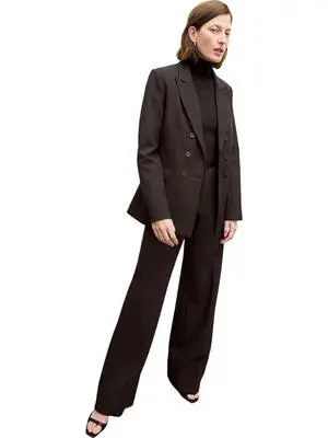 M.M.LAFLEUR Luxe Flex Suiting Double-Breasted Blazer Black