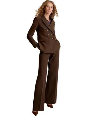 M.M.LAFLEUR Luxe Flex Suiting Double-breasted Blazer - Chocolate Torte Melange