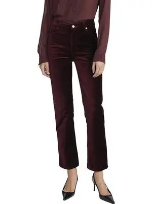 FRAME Le Sleek Velvet Ankle Straight Leg Pants - Full Glass Velvet