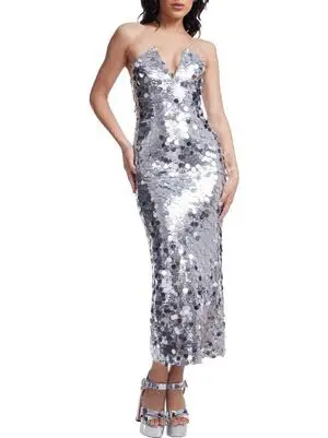 Dress The Population Perla Sequin Strapless Cocktail Dress - Silver