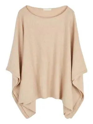 GOBI MONGOLIAN CASHMERE Boat-neck Cashmere Poncho - Beige