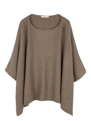 GOBI MONGOLIAN CASHMERE Boat-neck Cashmere Poncho - Taupe