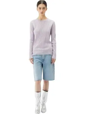 GOBI MONGOLIAN CASHMERE Cashmere And Silk Sweater With Silver Threading Orchid Tint