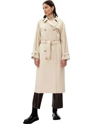 GOBI MONGOLIAN CASHMERE Cashmere Double Breasted Trench Coat - Beige