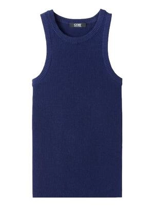 Gobi Cashmere Ribbed Cotton, Silk And Cashmere Blend Tank Top - Navy