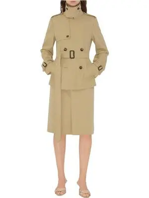 Burberry Cotton Blend Trench Jacket - Beige