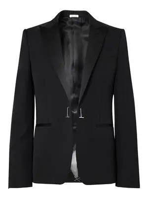 Alexander McQueen Slim-fit Silk-trimmed Grain De Poudre Wool Blazer - Black