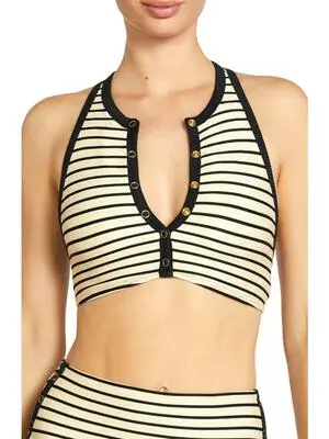Robin Piccone Robin Piccone Parker Stripe Bikini Top Ecru/ Black