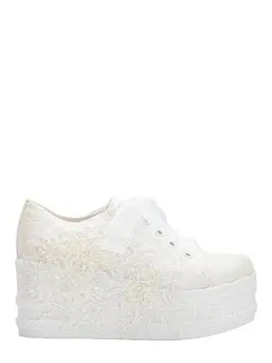 FOREVER & ALWAYS SHOES Claudine Lace Platform Sneakers - Ivory
