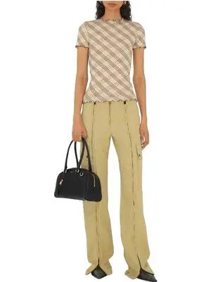 Burberry Burberry Check Stretch Cotton T-Shirt Teacup