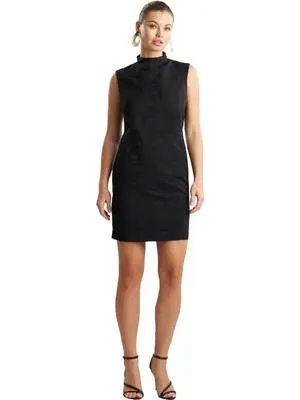 Natori Geo Texture Jacquard Sheath Dress - Black