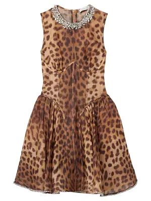 Zimmermann Crush Crystal-embellished Leopard-print Mini Dress - Animal Print