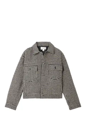 FRAME Houndstooth Tweed Trucker Jacket - Black