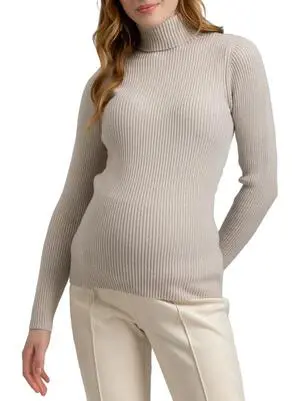 PIETRO BRUNELLI Aurora Turtleneck Rib Sweater - Light Beige