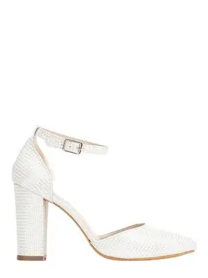 FOREVER & ALWAYS SHOES Gisele High Block Heels With Ankle Strap - Ivory