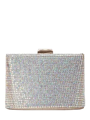 FOREVER & ALWAYS SHOES Marla Evening Clutch Silver Glitter Sequin