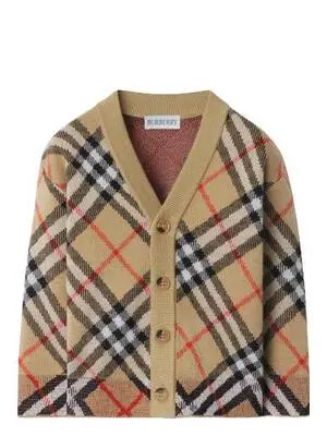 Burberry Check Wool Cardigan - Sand