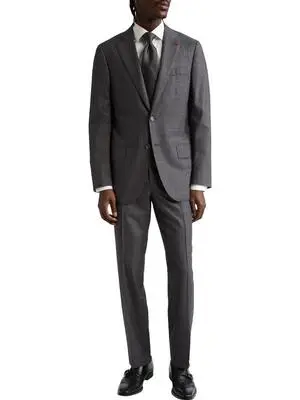 Isaia Sanita Plaid Wool Suit - Dark Grey