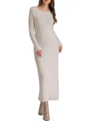 PIETRO BRUNELLI Long Sleeve Maternity Midi Sweater Dress - Light Beige