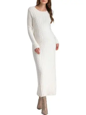 PIETRO BRUNELLI Long Sleeve Maternity Midi Sweater Dress - Natural